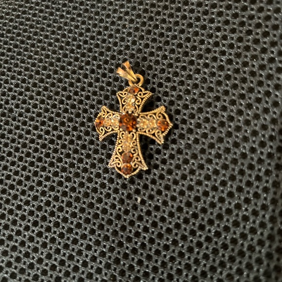 Jewelry | Beautiful Retro Bronze And Ruby Cross Pendant | Poshmark